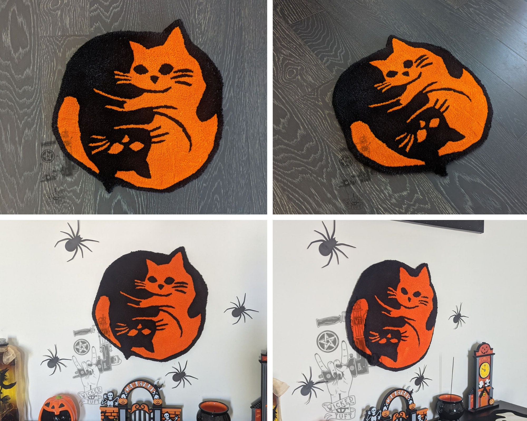 Custom Yin Yang Cats Tuft Rug Handmade Pet-themed Area Rug for Cat ...