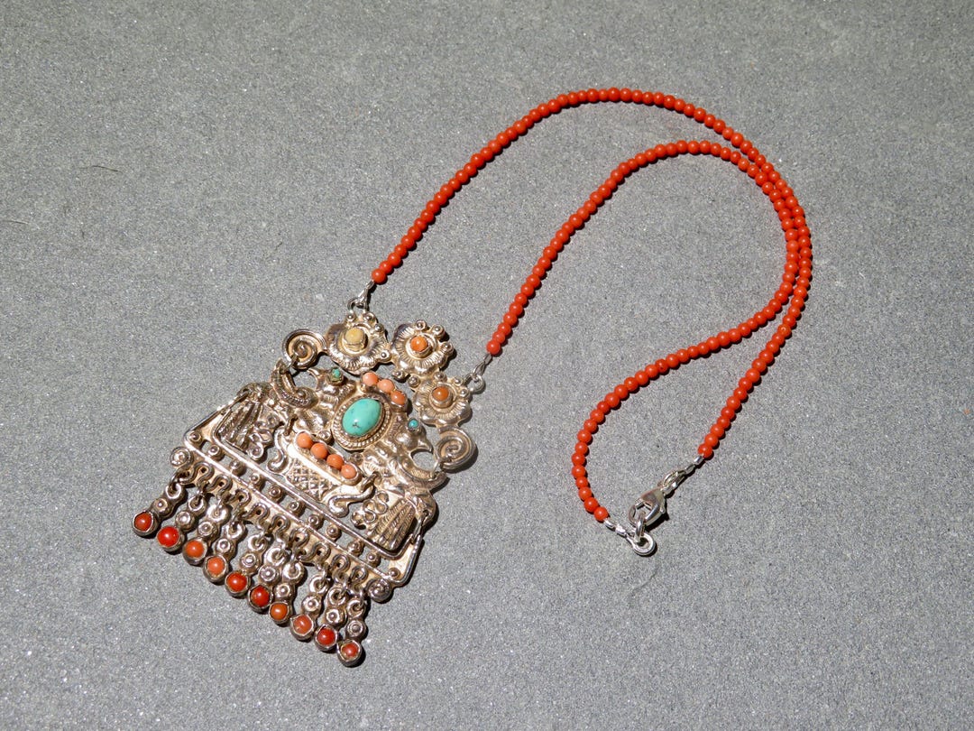 Vintage Matl Pendant, Repurposed Matl Brooch Necklace, Vintage Taxco ...