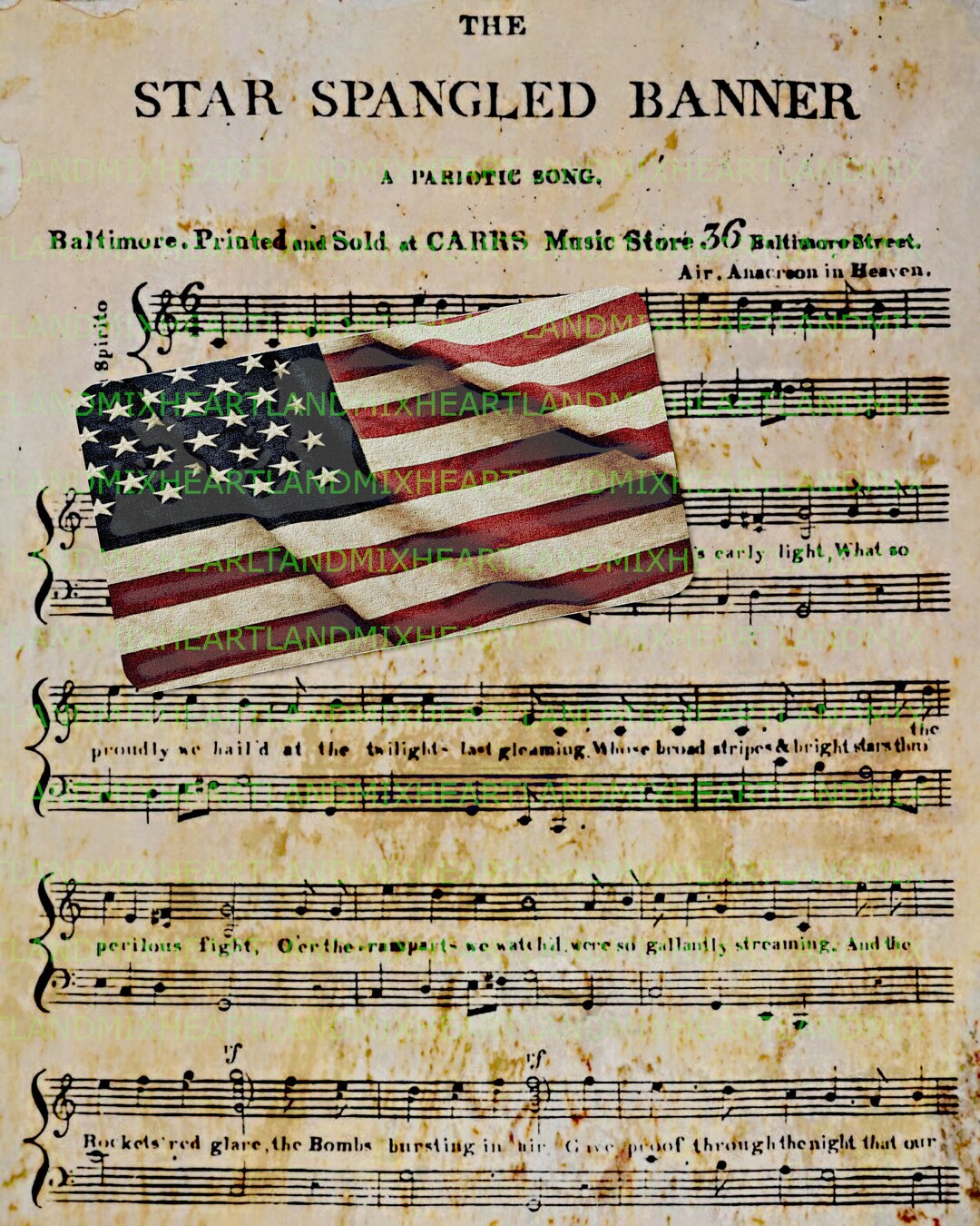 Vintage Star Spangled Banner Digital Image Printable Download - Etsy