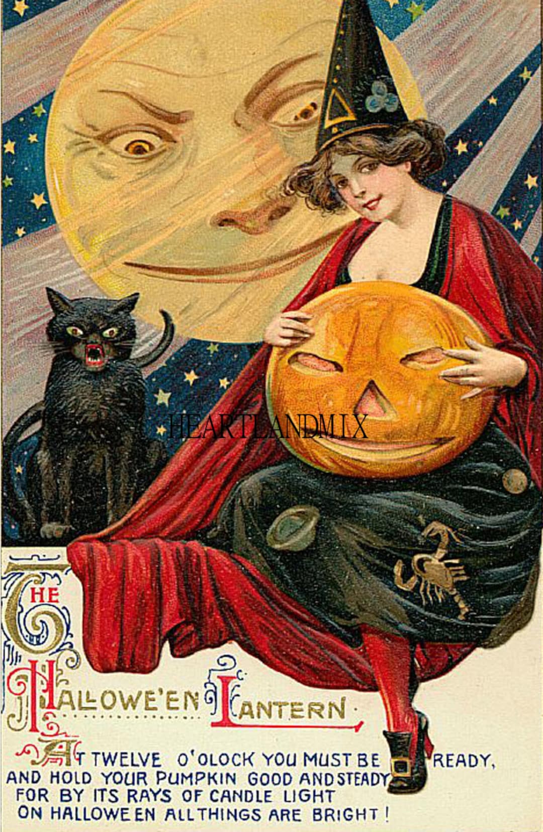Halloween Witch Digital Image Wall Art Downloaded Printable Vintage ...