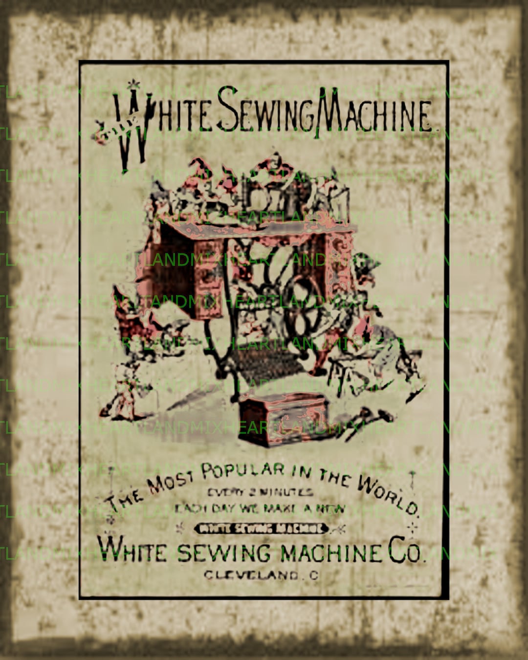 Vintage White Sewing Machine Ad Sewing Room Wall Art Decor Digital ...