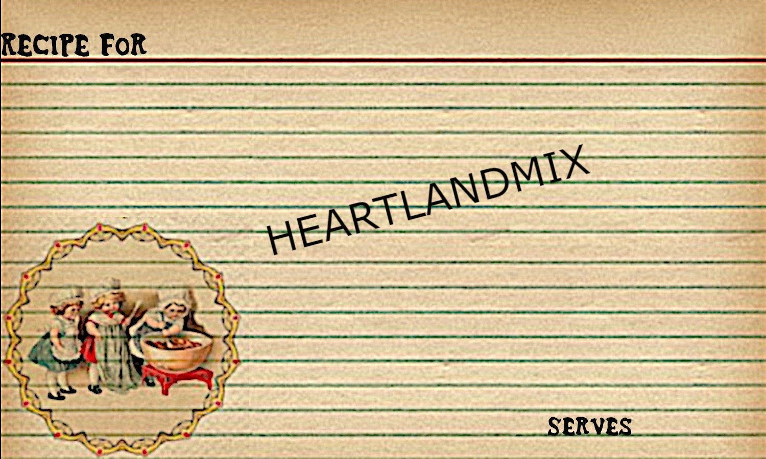 Printable Recipe Card Download Primitive Farmhouse Bridal | Etsy