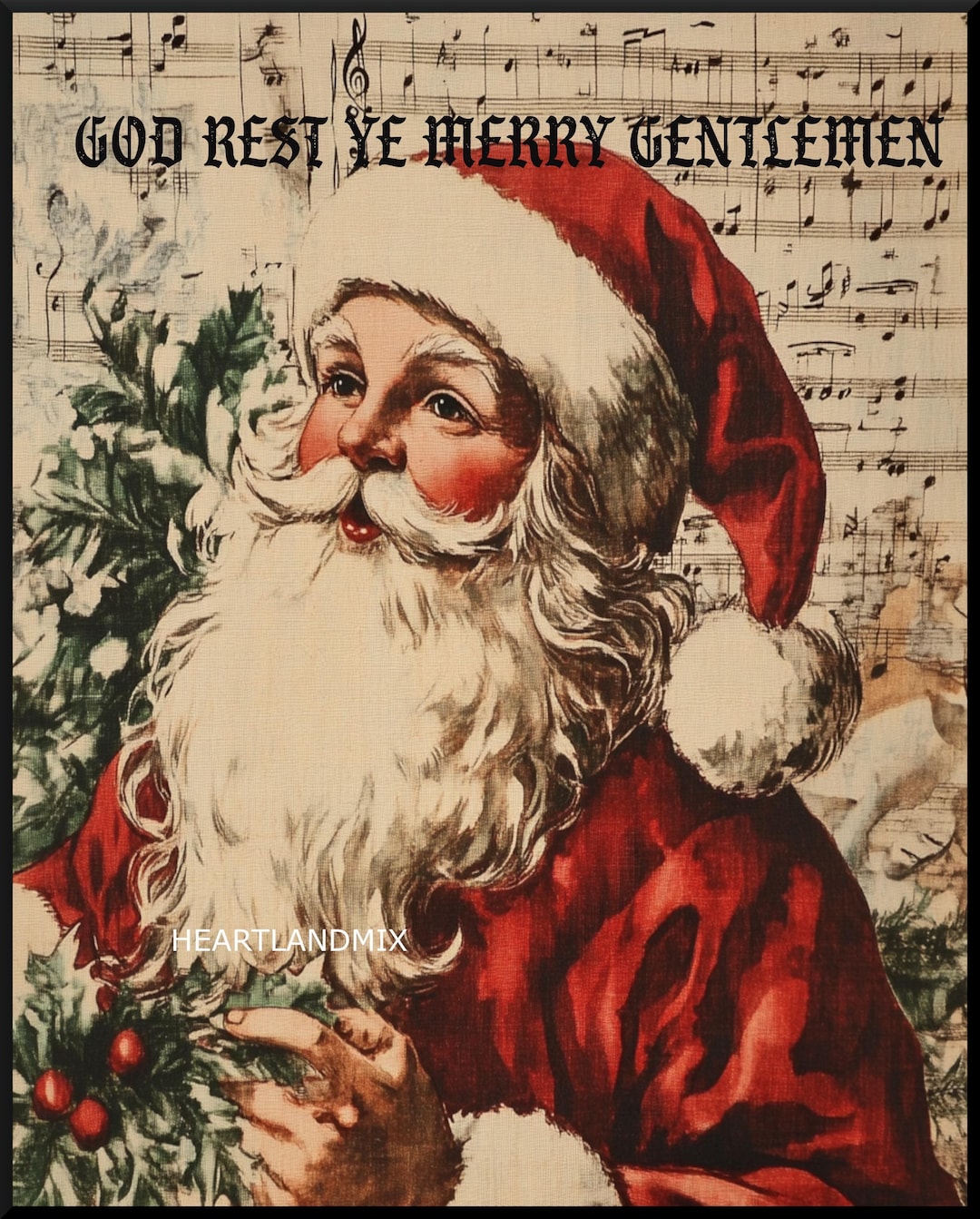 Vintage Christmas god Rest Ye Merry Gentlemen Santa Sheet Music Card ...