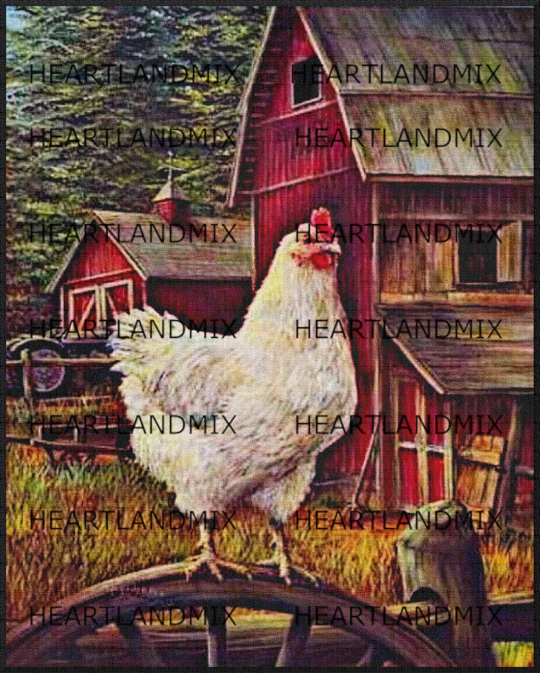 Printable Farmhouse Chicken and Barn Digital Image Download Vintage ...