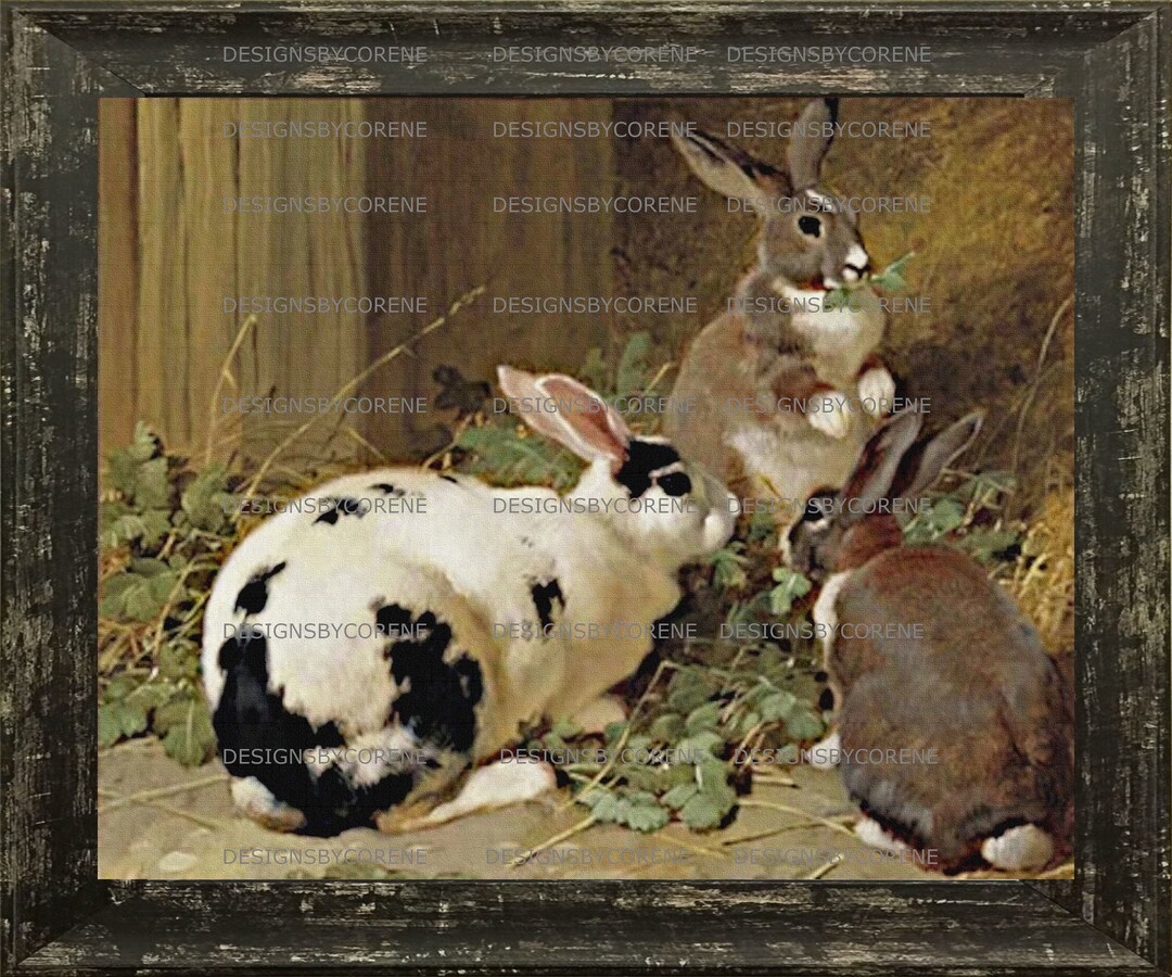 Vintage Rabbits Print to Frame Digital Download Printable Art - Etsy