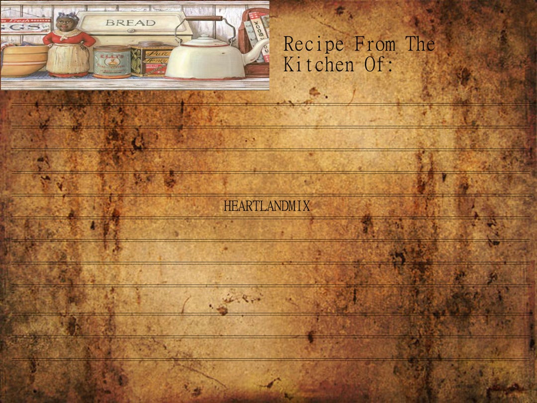 Printable Recipe Card Download Rustic, Primitive Recipe Cards ...