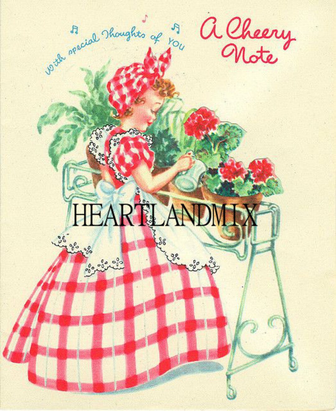 Vintage Note Card Art Digital Image Download Printable Cheery Note ...