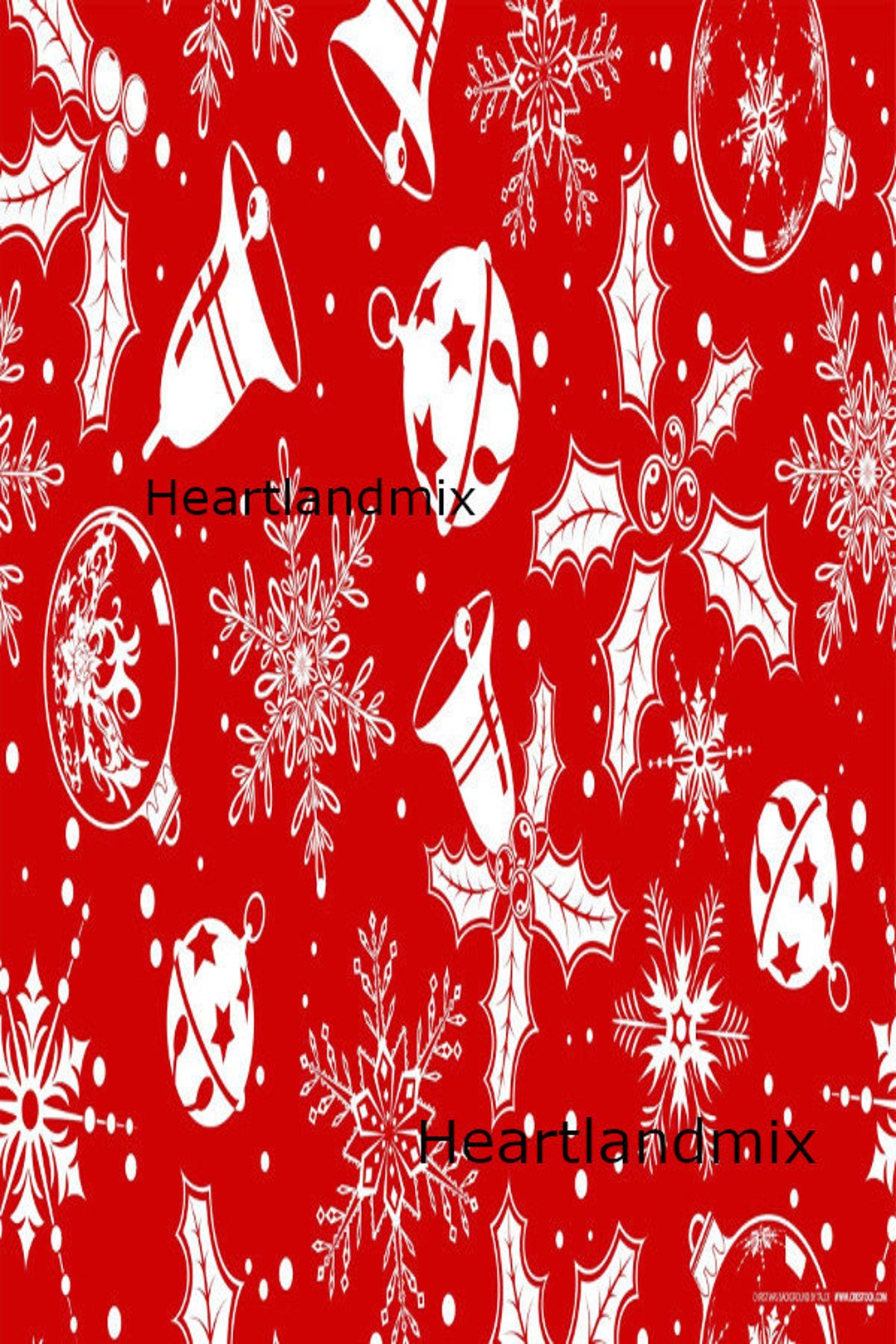 Printable Christmas Wrapping Paper Vintage Digital Download Bells Image ...