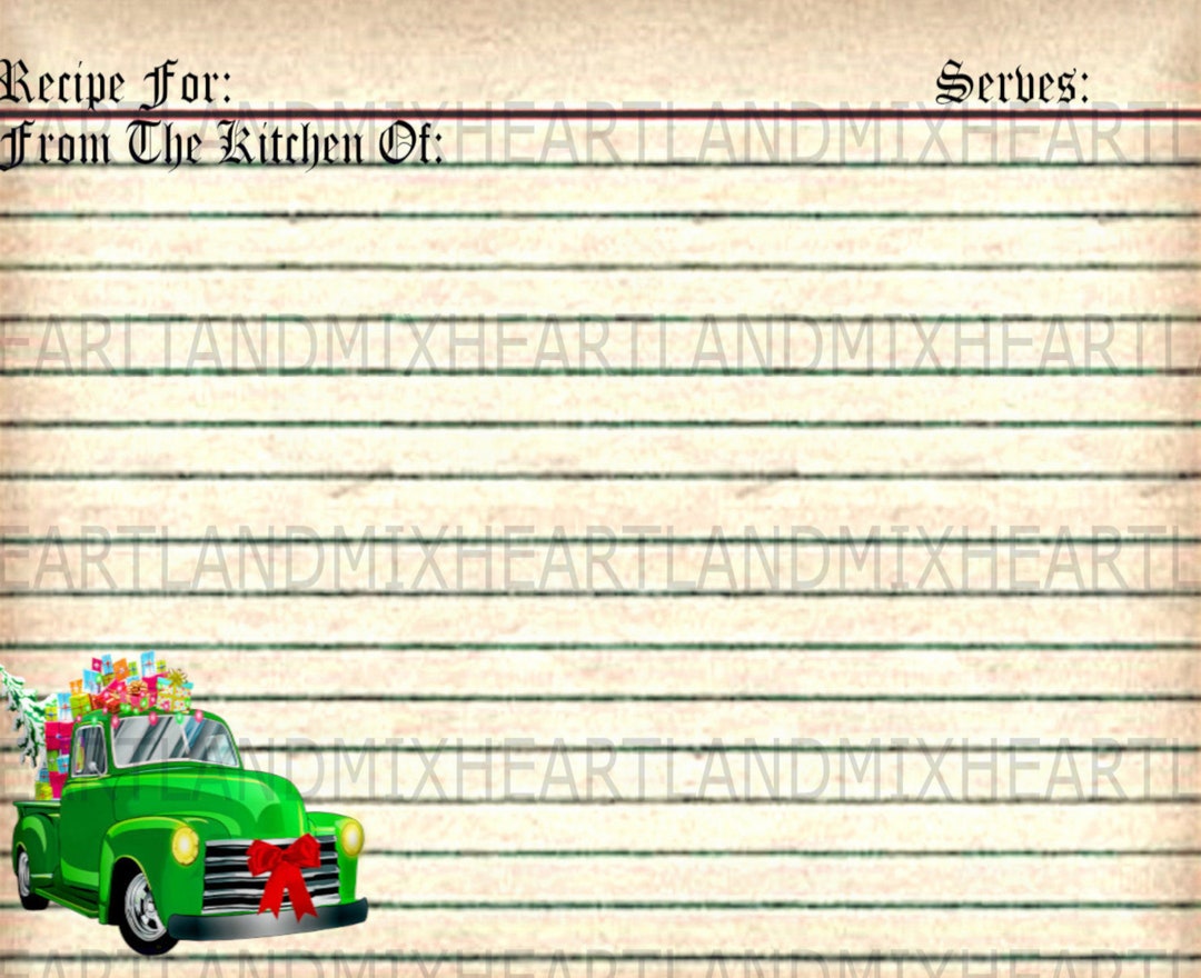 Christmas Truck Printable Recipe Card Digital Download, - Etsy