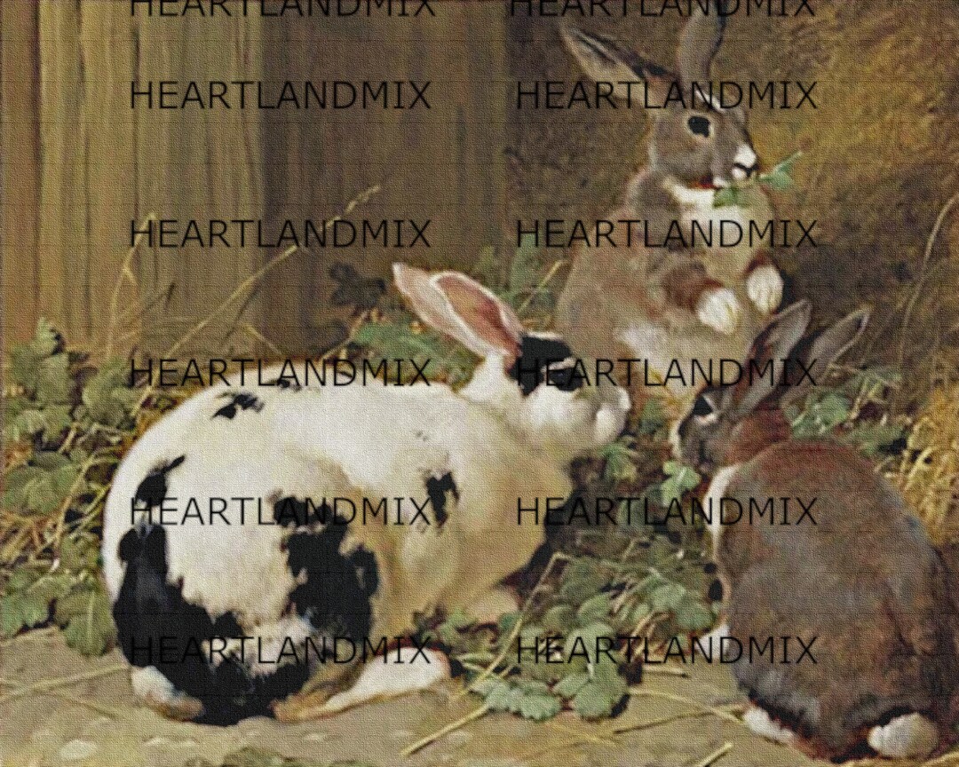 Vintage Rabbits Print to Frame Digital Download, Printable Art Image - Etsy