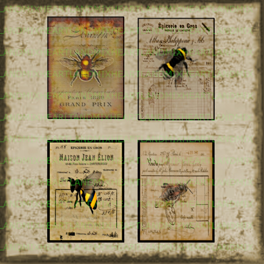 French Country Bees Farmhouse Decor Wall Art/tags/labels/decoupage ...