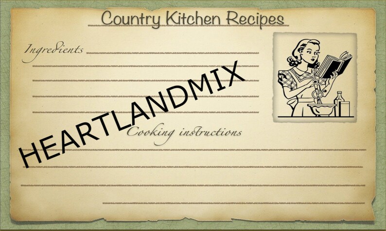 Printable Recipe Card Download Primitive Farmhouse Bridal - Etsy