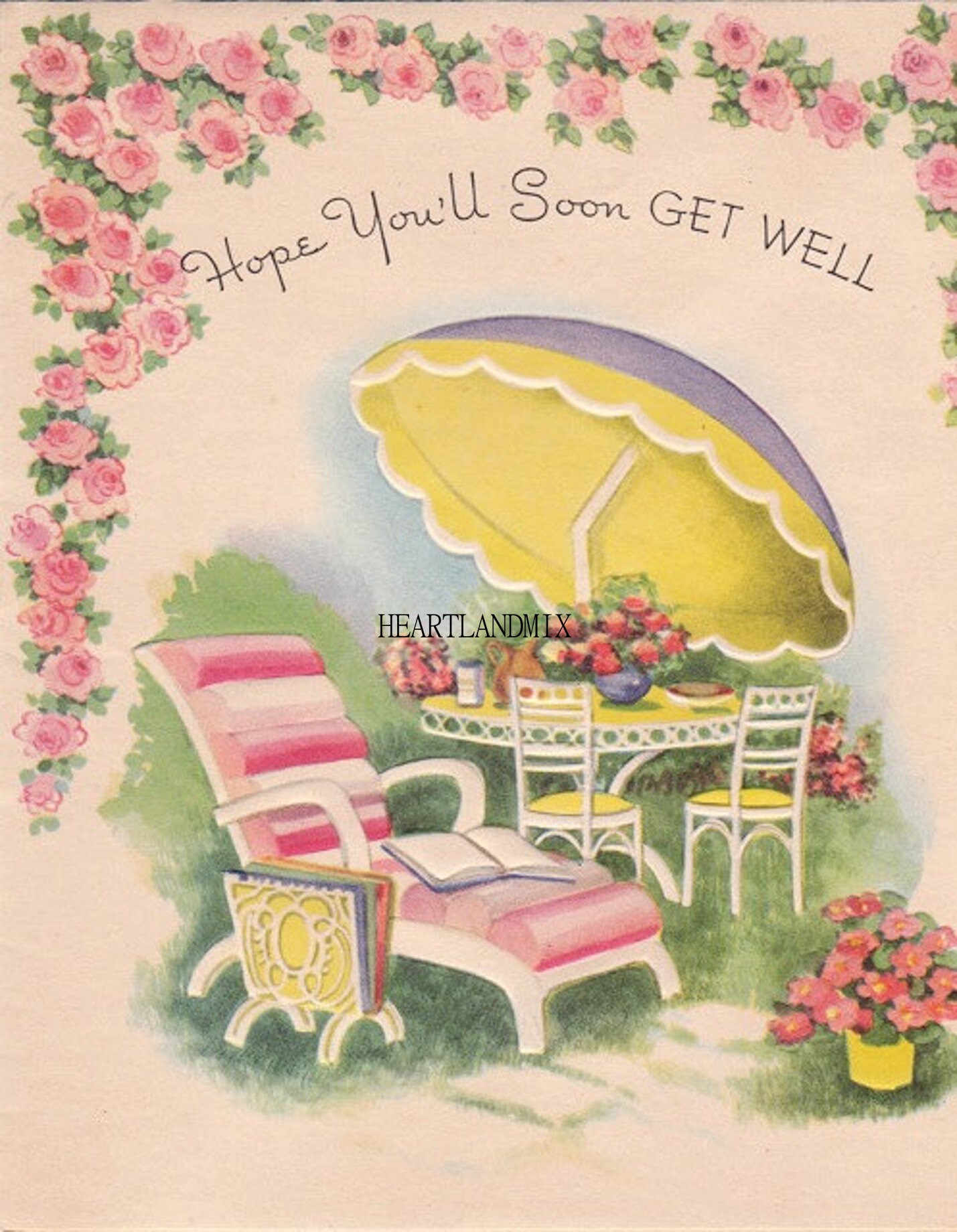 Vintage Get Well Soon Card Digital Image Download Printable | Etsy
