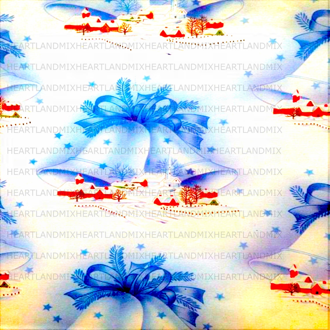 Printable Christmas Wrapping Paper Download Image Silver Bells - Etsy