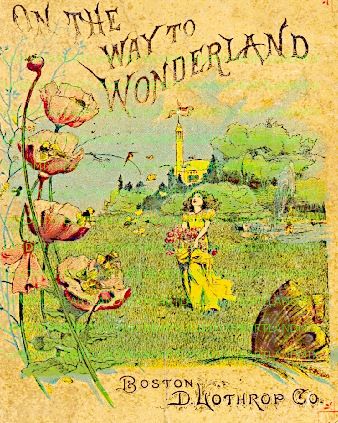 Antique Reading Book Illustration on to Wonderland Digital Image ...