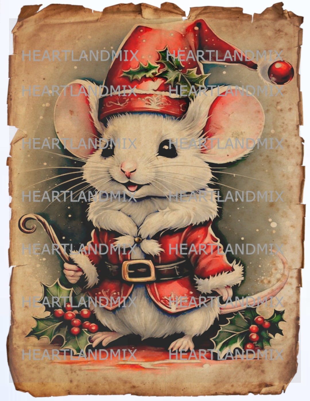 Christmas Santa Mouse Farmhouse Decor Downloadable, Printable Digital ...