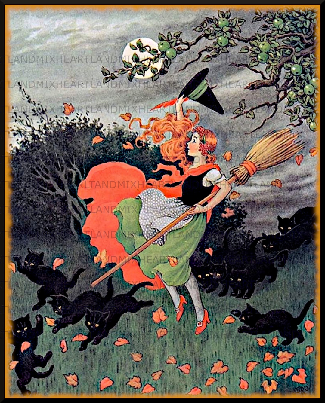 Halloween Witch Digital Image Wall Art Downloaded Printable Vintage ...