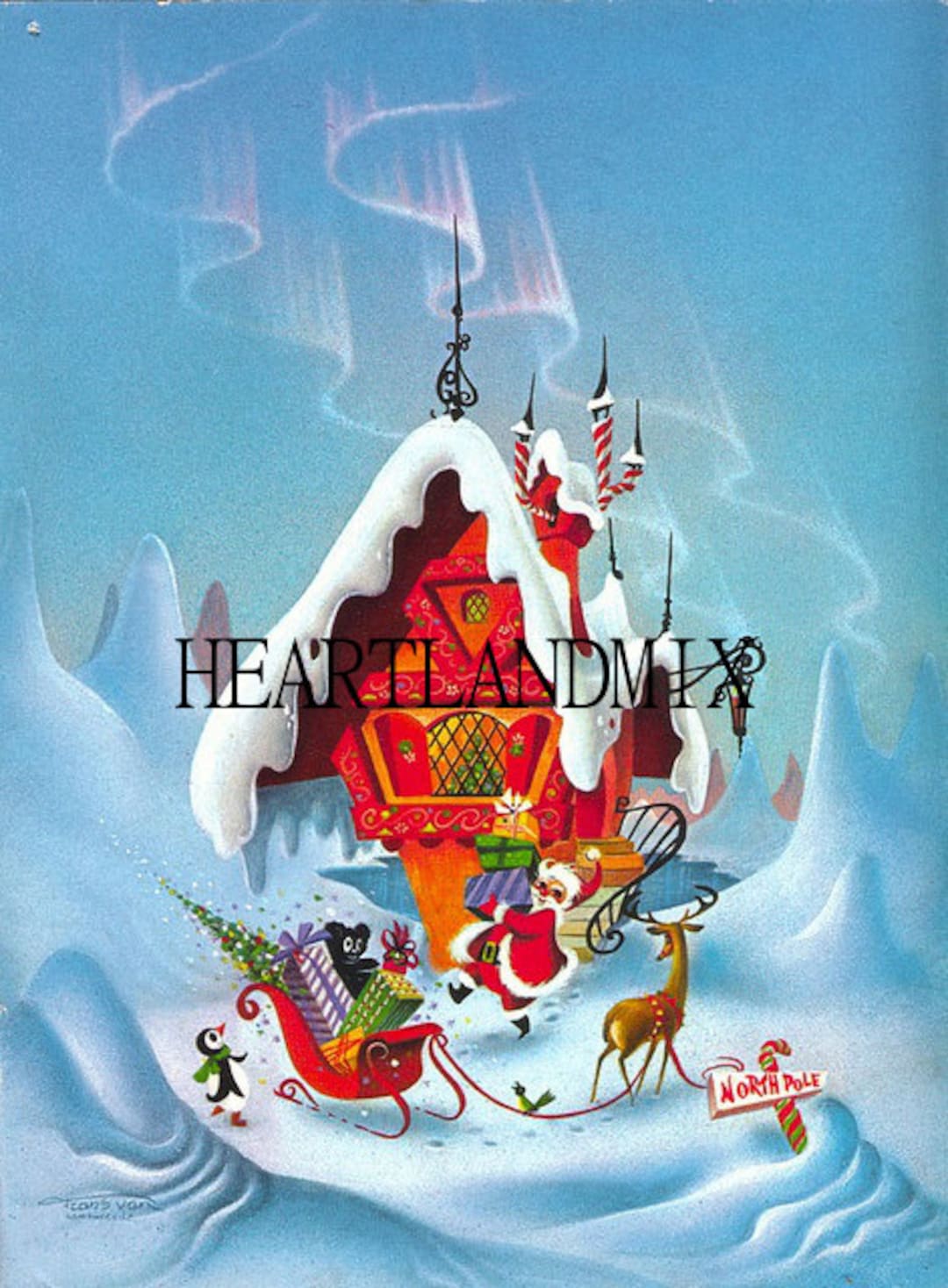 Vintage North Pole Digital Image Christmas Printable Download - Etsy