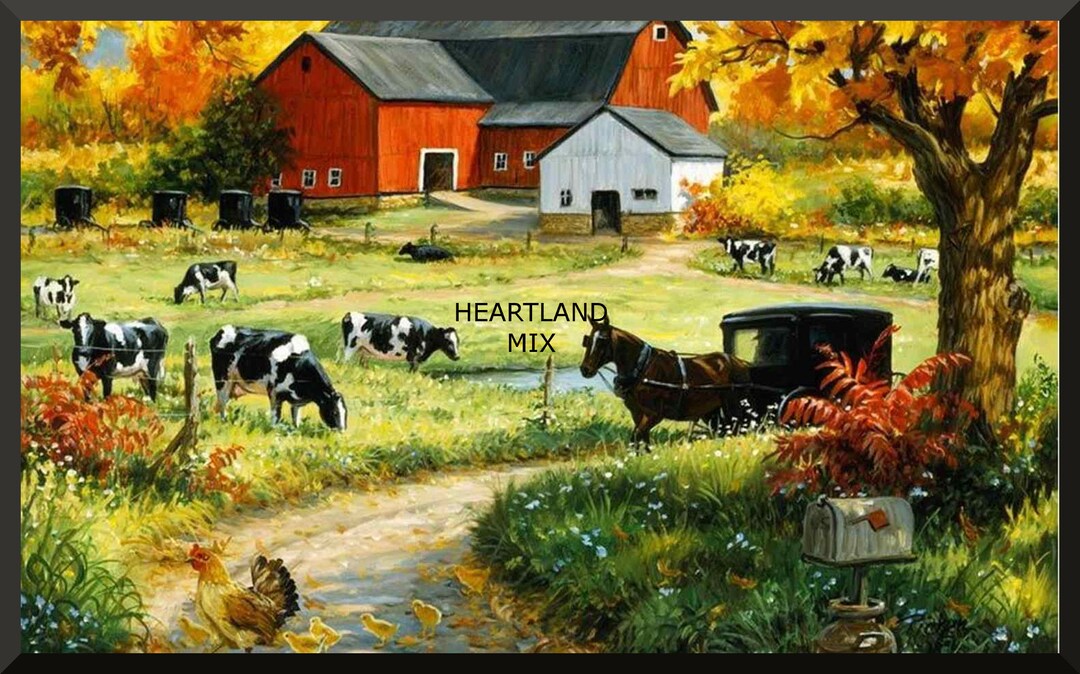 Fall Farm Scene Vintage Digital Art Graphic Download Printable Image - Etsy