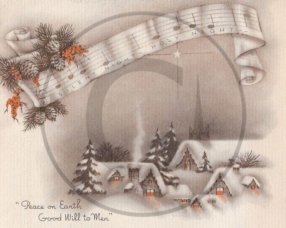 Vintage Christmas Peace on Earth Scene Digital Image Printable | Etsy