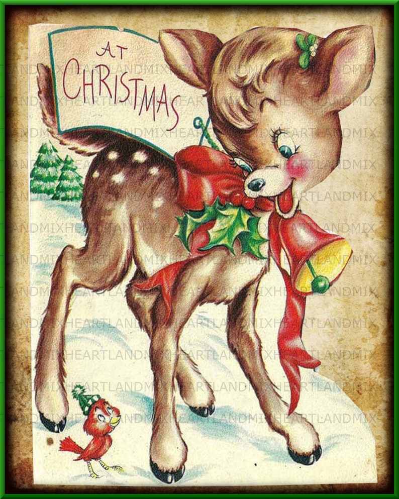 Christmas Reindeer Vintage Digital Download Image - Etsy