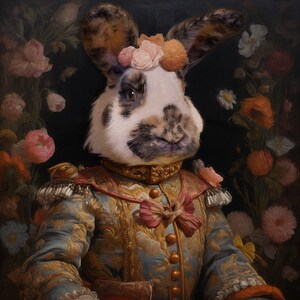 Custom Queen Rabbit Portrait Memorial, Regal Bunny Painting, Pet Lovers ...