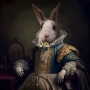 Custom Queen Rabbit Portrait Memorial, Regal Bunny Painting, Pet Lovers ...