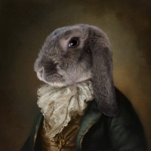 Custom Queen Rabbit Portrait Memorial, Regal Bunny Painting, Pet Lovers ...