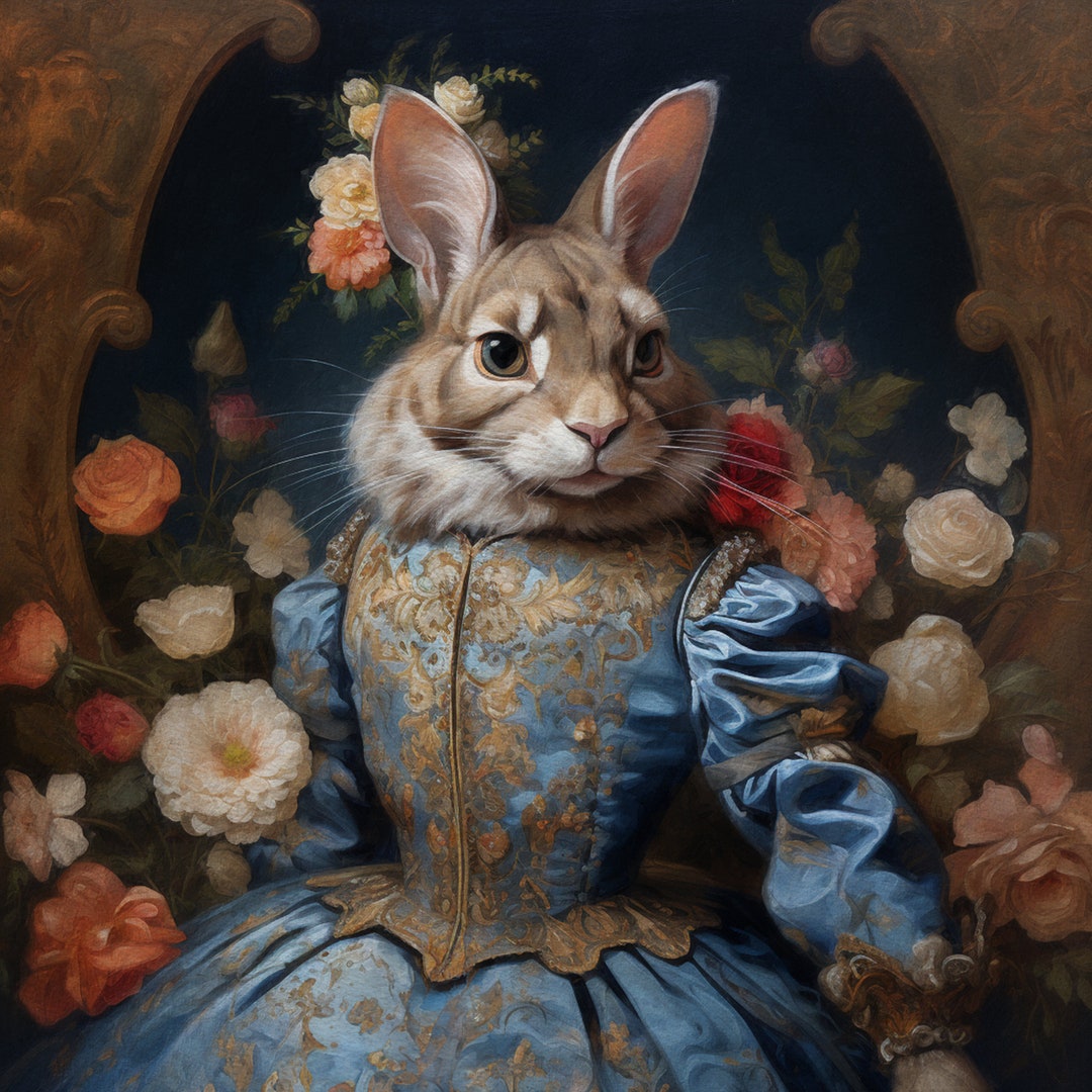 Custom Queen Rabbit Portrait Memorial, Regal Bunny Painting, Pet Lovers ...