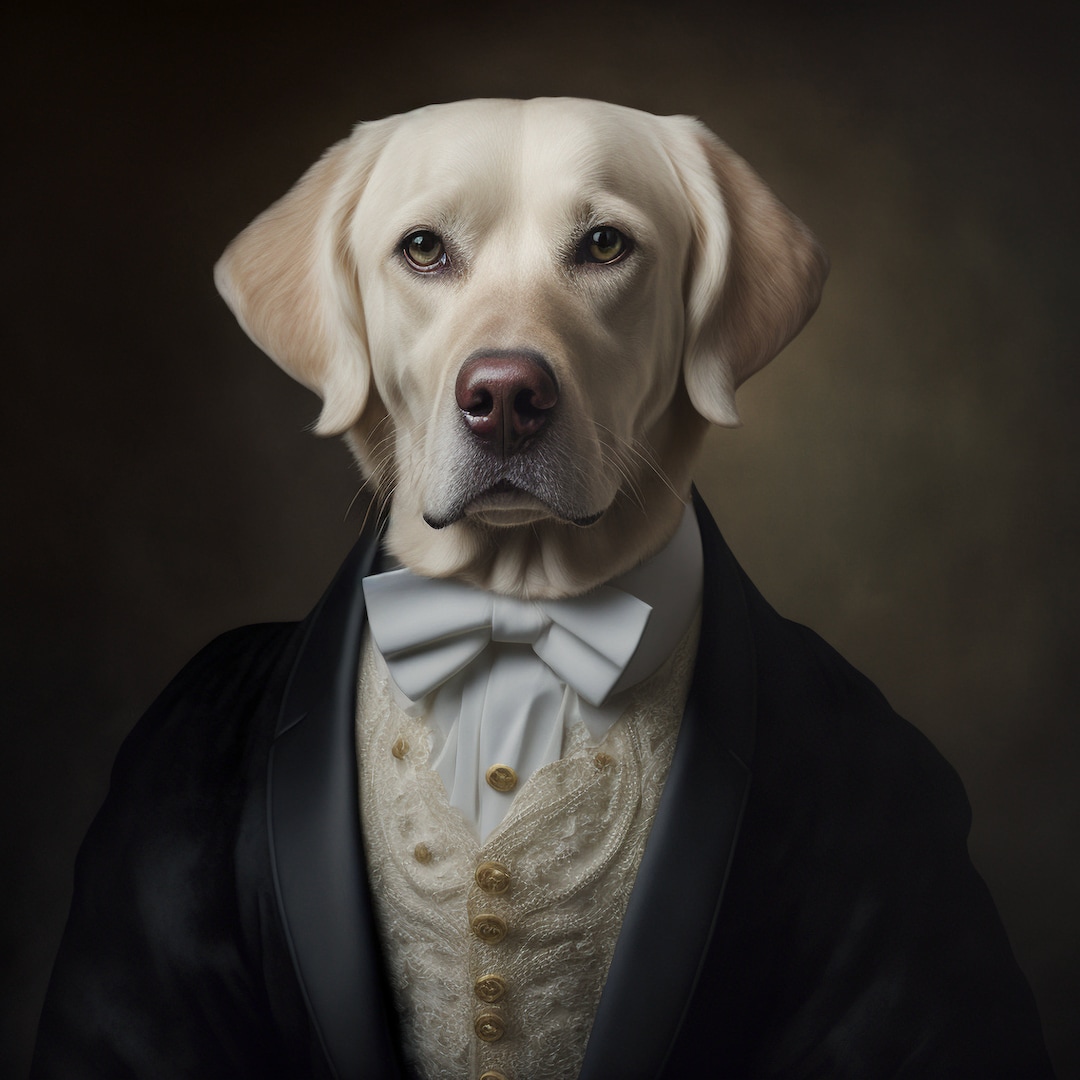 Custom Regal Pet Portrait, Dog Portrait in Tuxedo, Pet Lovers Gift ...