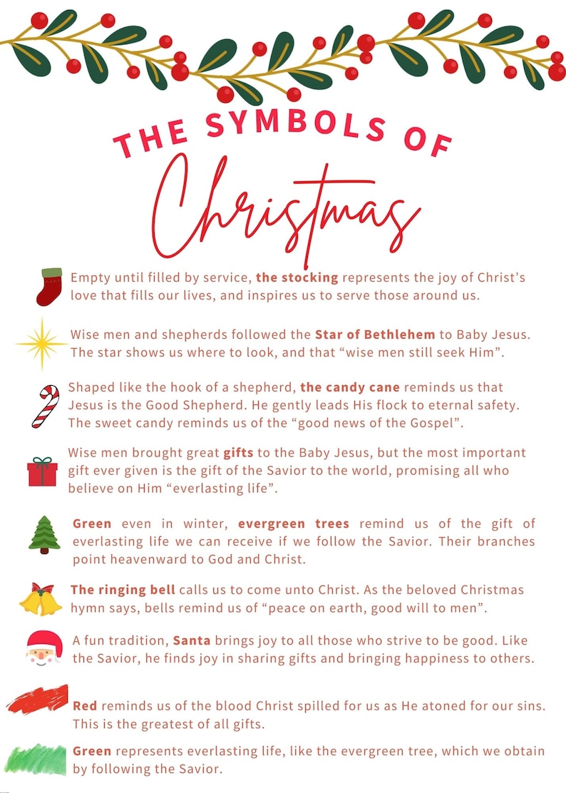 Symbols of Christmas Printable, Digital Print , Meaning of Christmas ...