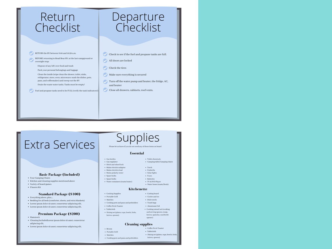 Rv Rental Welcome Book, Rv Guidebook, Airnbn, Rv Welcome Guide Template ...