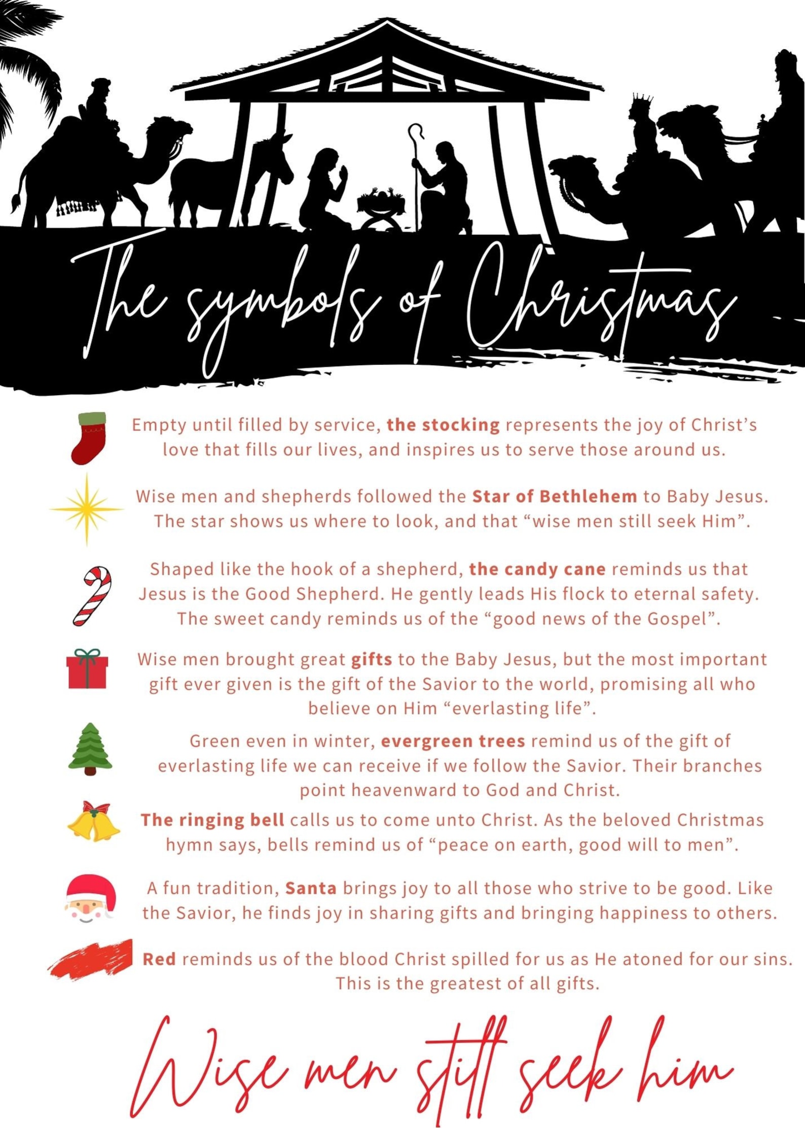 Symbols of Christmas Printable, Digital Print , Meaning of Christmas ...