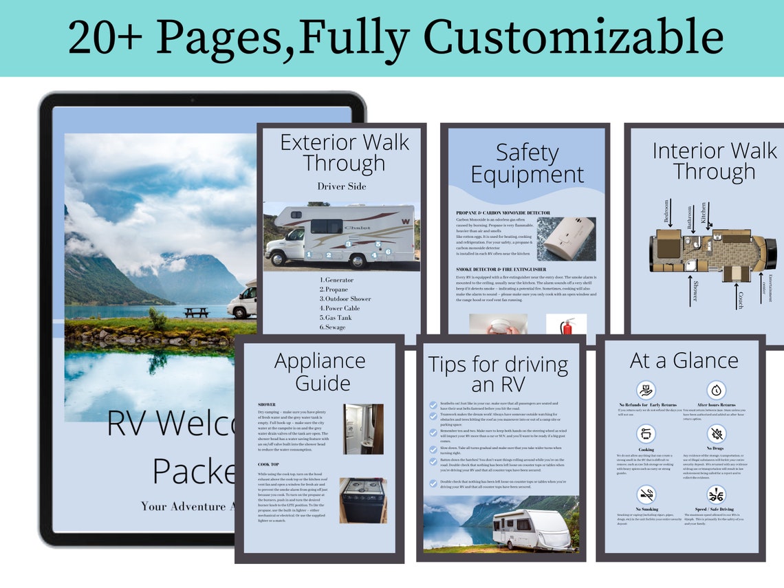 Rv Rental Welcome Book, Rv Guidebook, Airnbn, Rv Welcome Guide Template ...