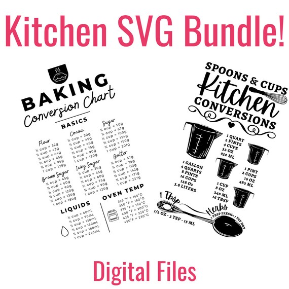 Kitchen Conversions Svg Baking Conversions Svg Cooking Svg | Etsy