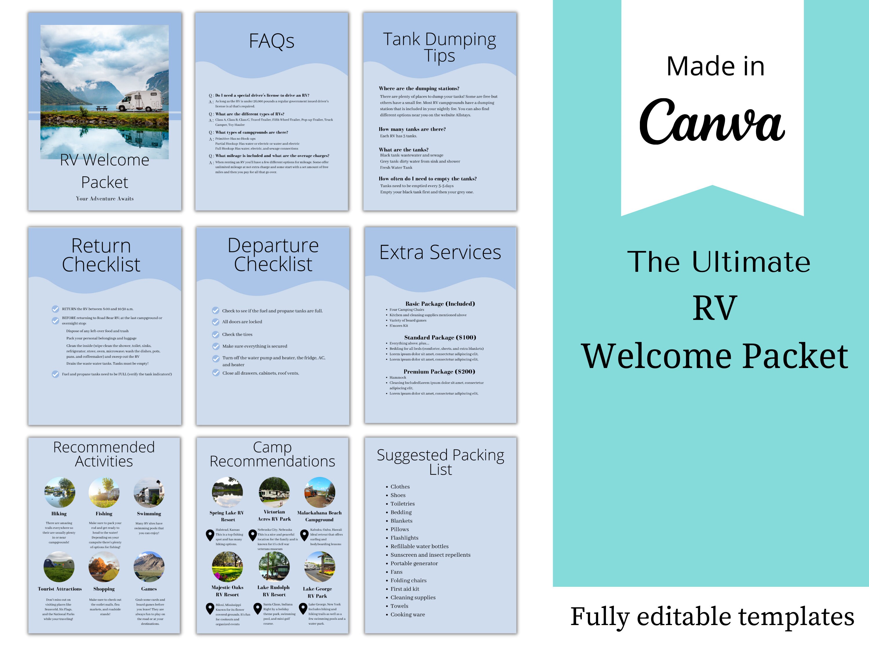 Rv Rental Welcome Book, Rv Guidebook, Airnbn, Rv Welcome Guide Template ...