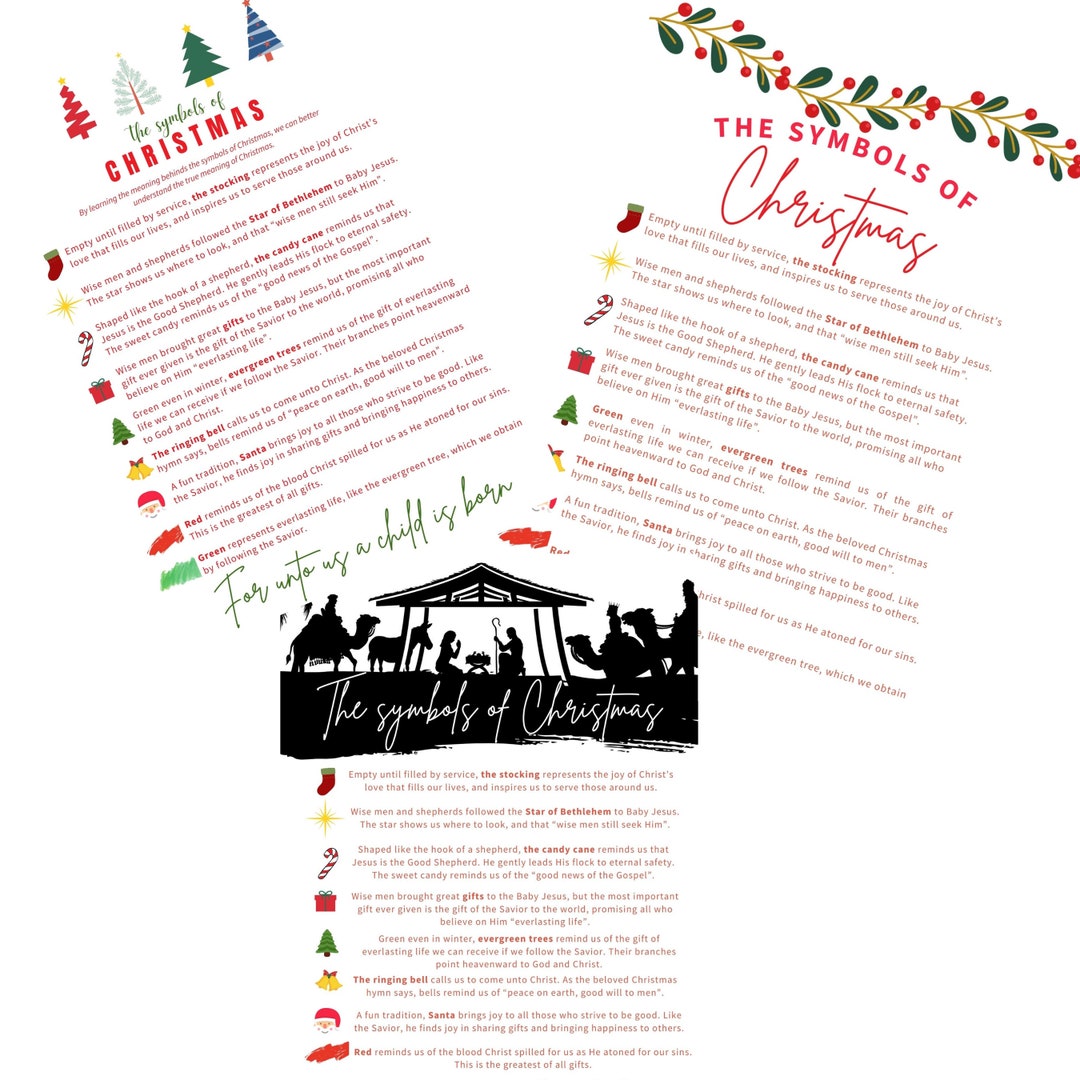 Symbols of Christmas Printable, Digital Print , Meaning of Christmas ...