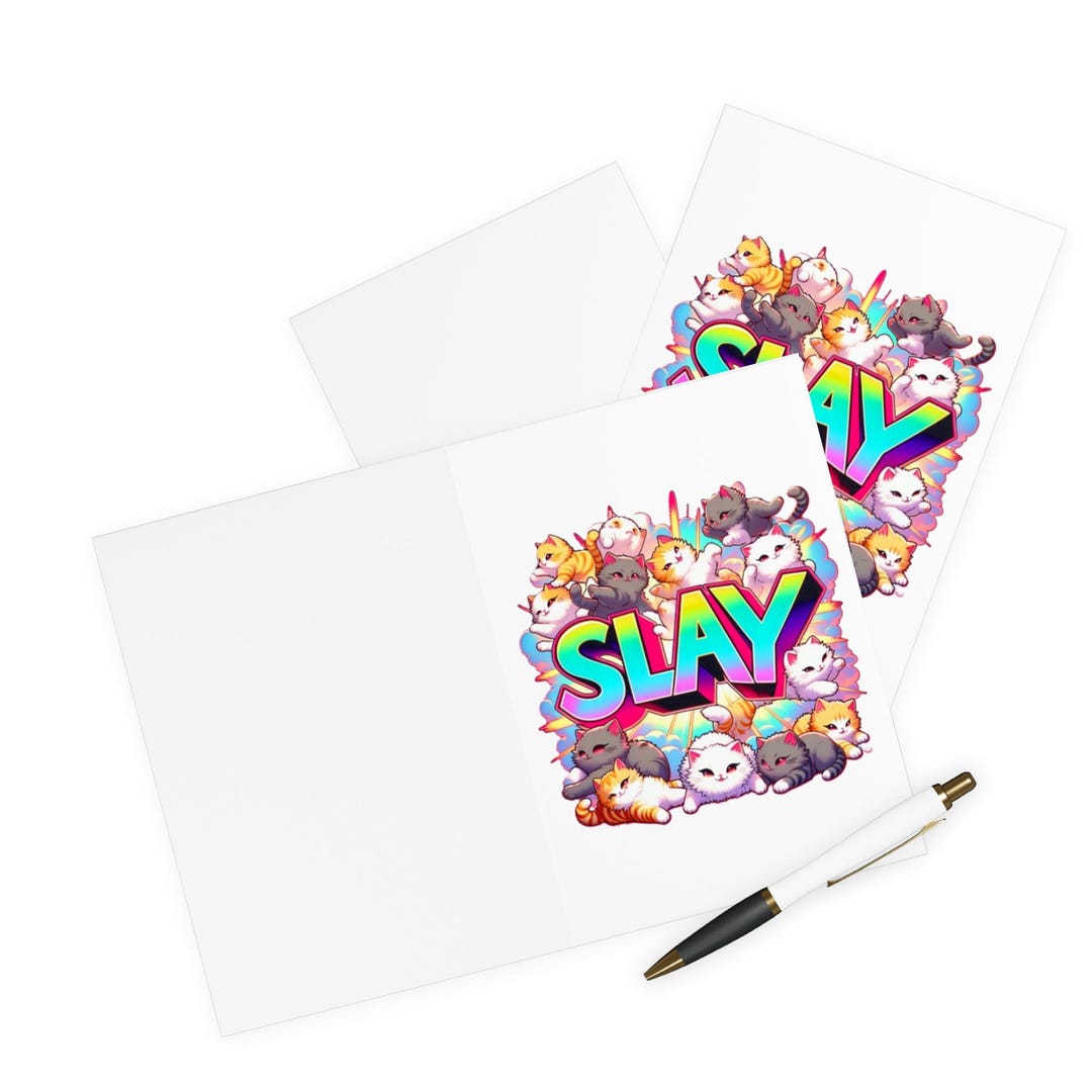 Cute Ninja Rainbow Kitties Slay Card - Kawaii Kitten - Gift for Cat ...