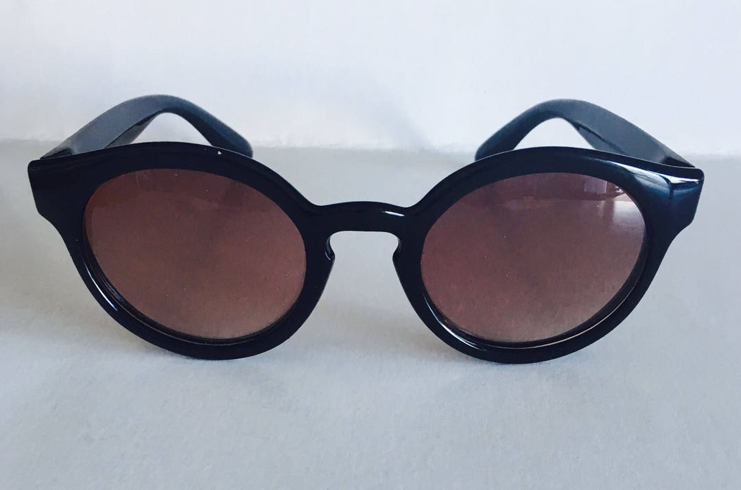 Vintage Shiny Black Keyhole Round Sunglasses - Etsy