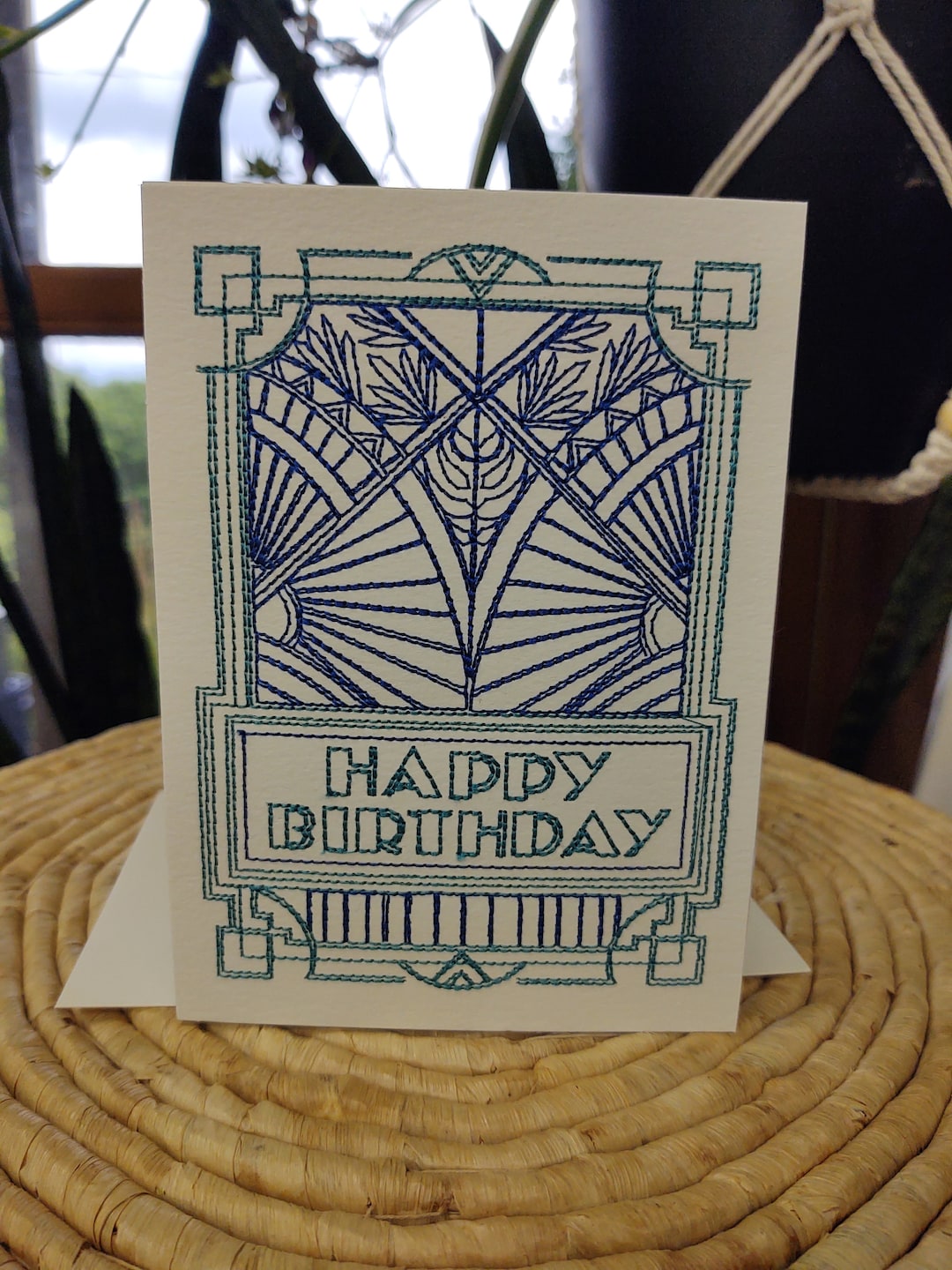 Happy Birthday Card, Handcrafted, Machine Embroidered Greeting Card ...