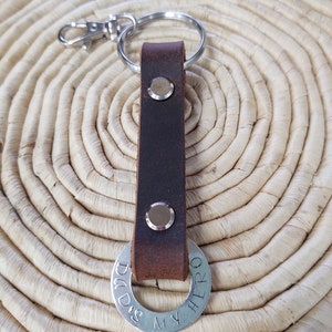 Leather Keychain Key Fob Hooks on Belt Hand Stamped Washer With the ...