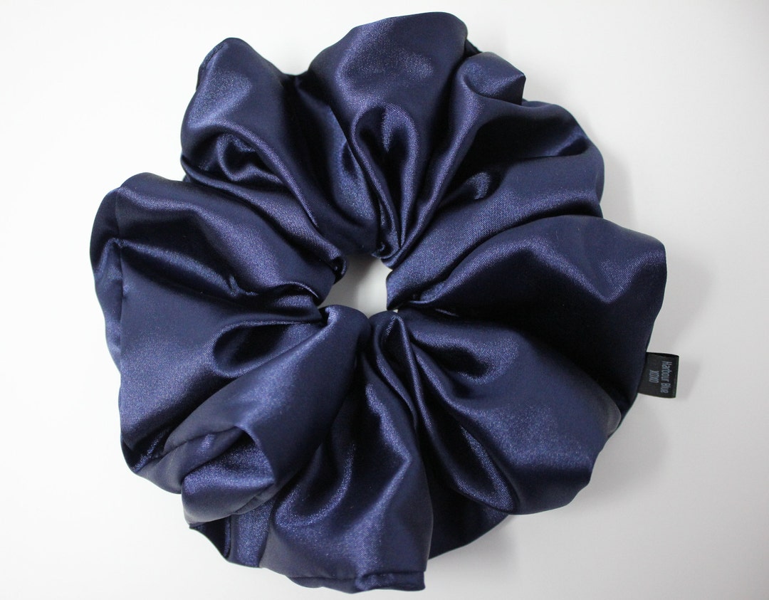 Navy Blue Satin Scrunchies XXL Scrunchie 9" Diameter Mini 4" Diameter ...