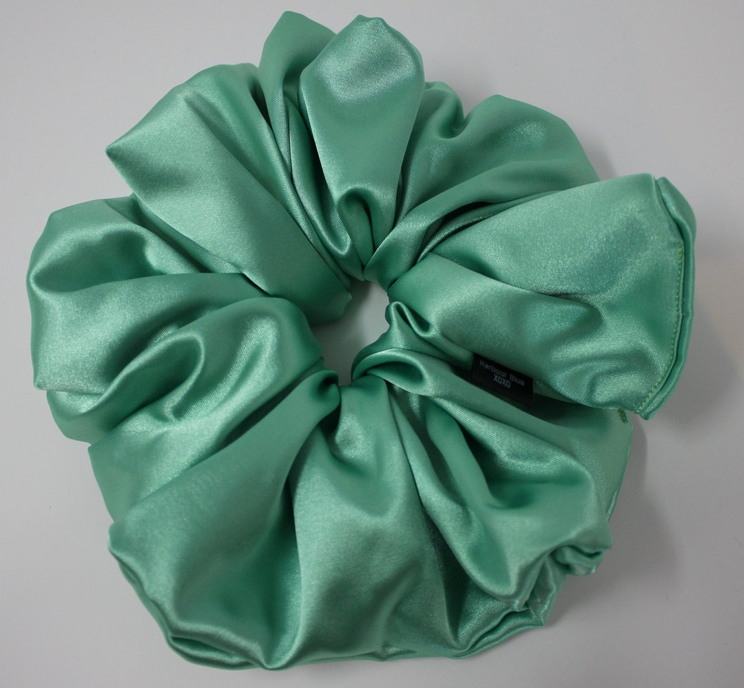 Aqua Green Satin XXL Scrunchie 9" Diameter Mini 4" Diameter Gigantic ...