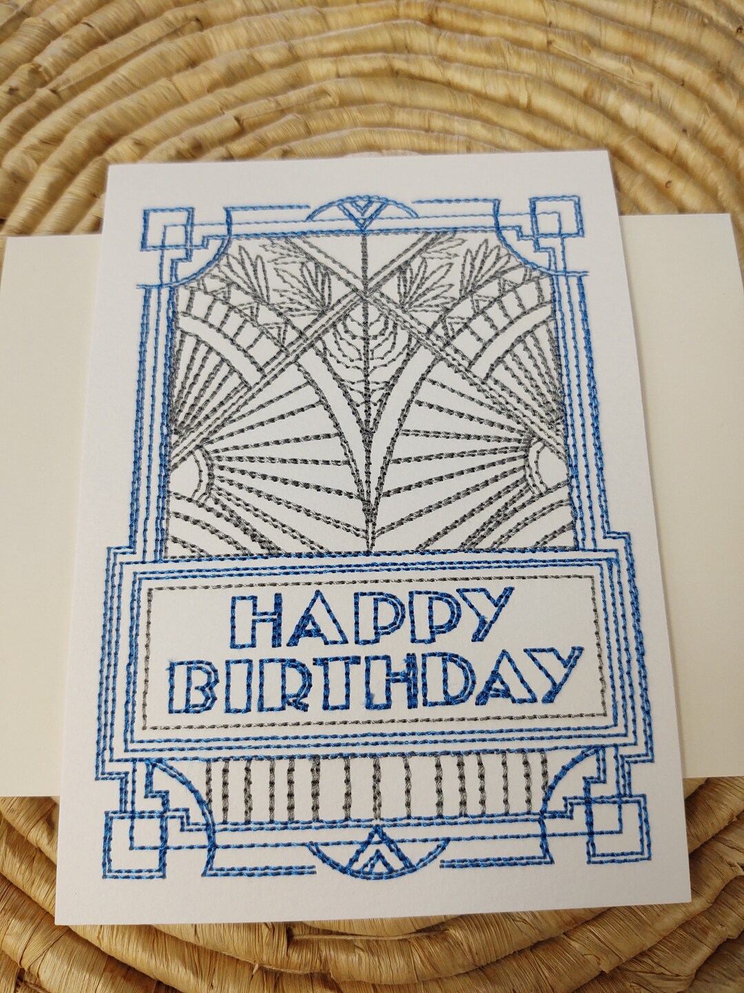 Happy Birthday Card, Handcrafted, Machine Embroidered Greeting Card ...