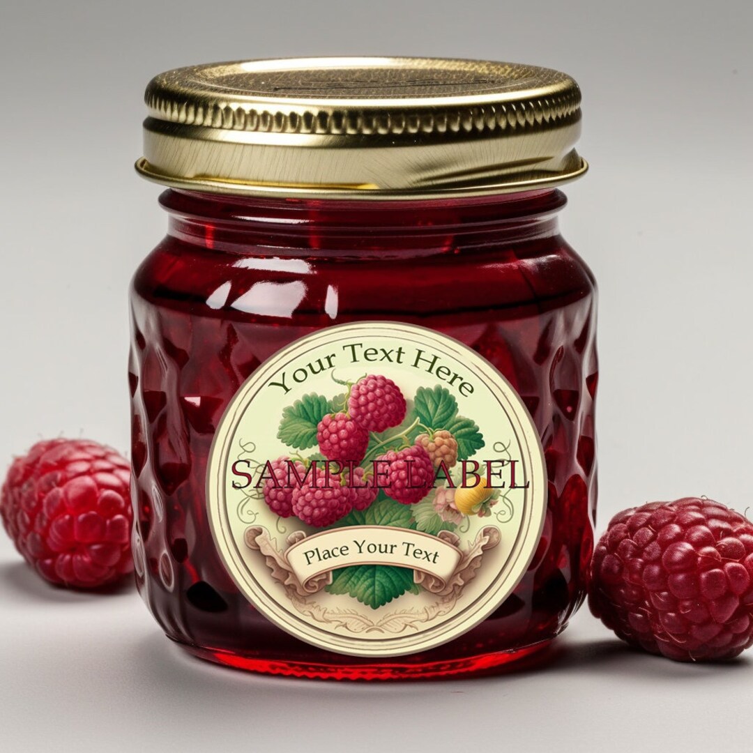 Editable Sizeable Jam Labels for Raspberry Homemade Jams and Preserves ...