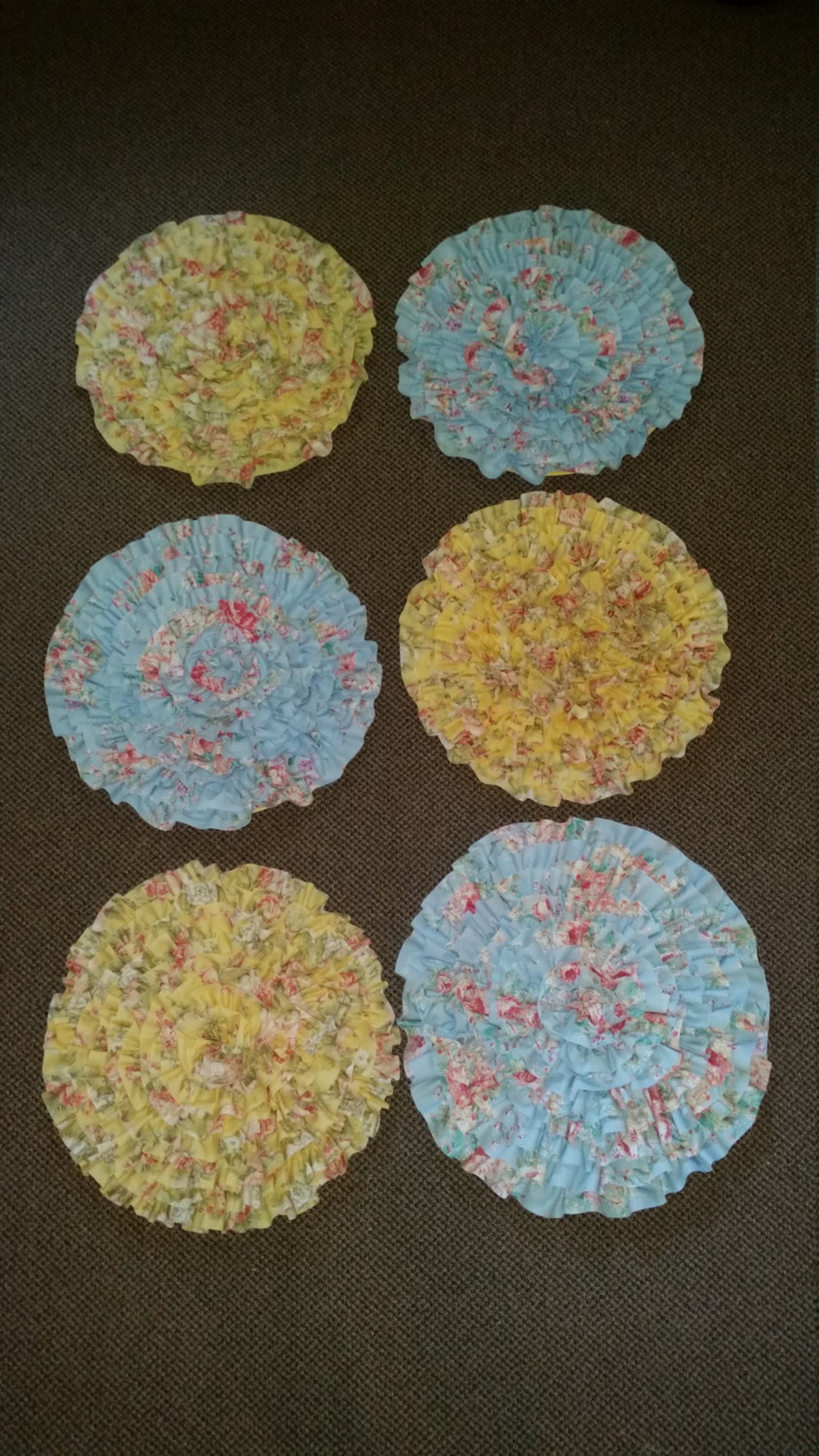 Custom Made to Order Ruffled Placemats Vintage Shabby Chic Floral Place ...