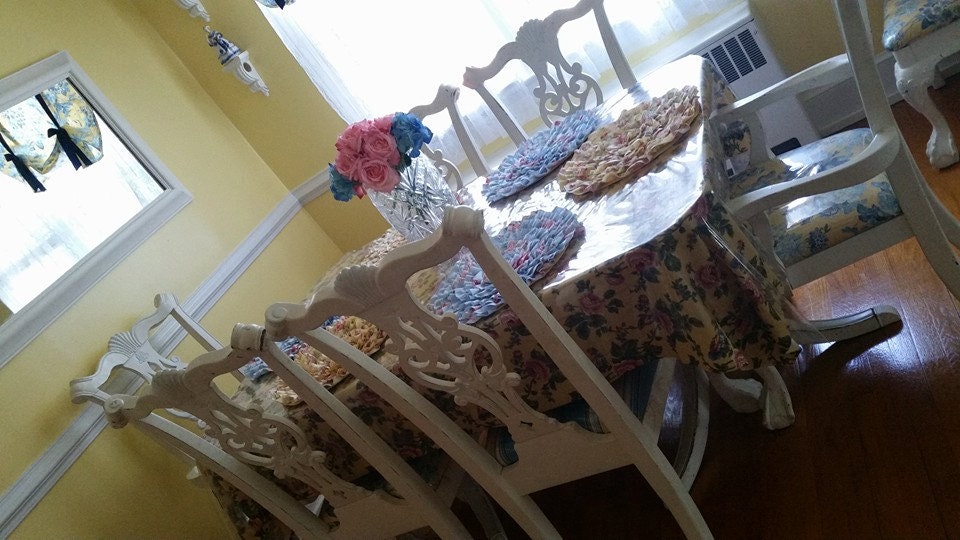 Custom Made to Order Ruffled Placemats Vintage Shabby Chic Floral Place ...