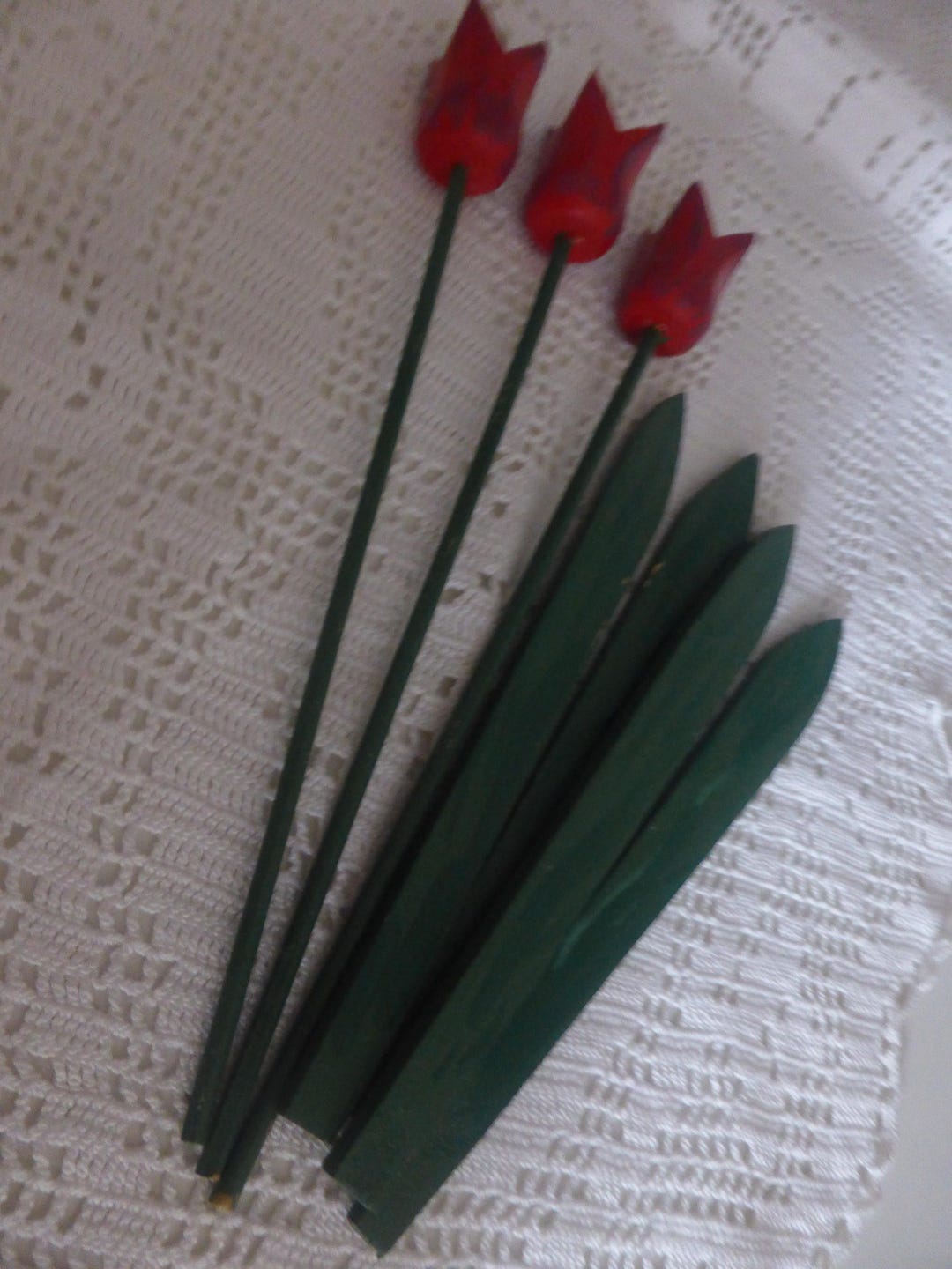 Set of 3 Swedish Hand Carved / Hand Made Wood Tulips / Swedish Hand ...