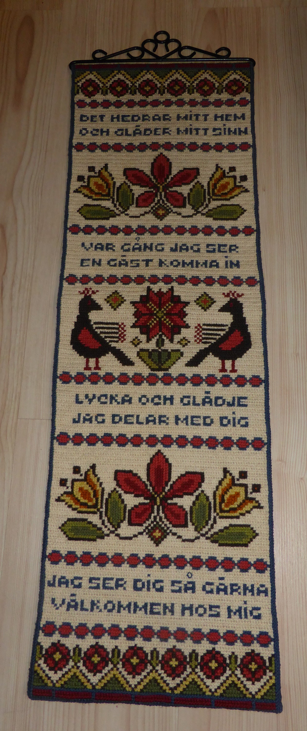 Retro Swedish Hand Embroidered Wall Hanging / Twist Embroiderie /words ...