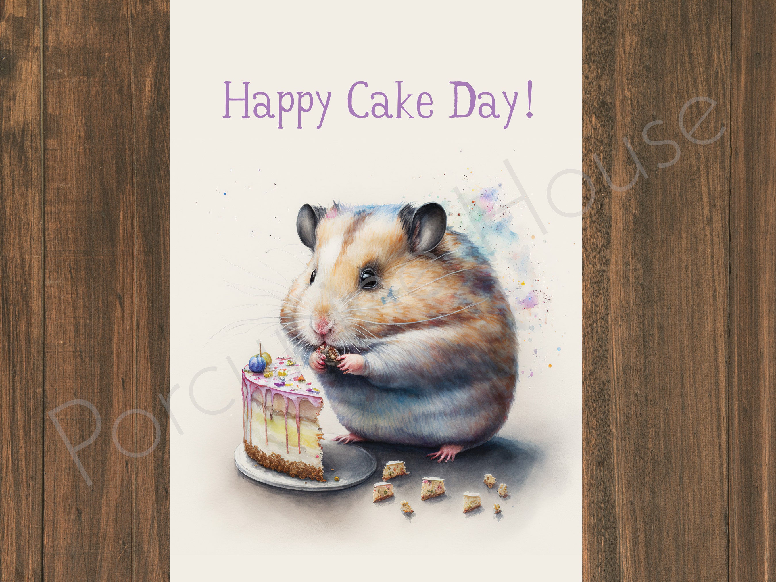 Printable Birthday Card and Envelope, Happy Cake Day, Pdf Instant ...
